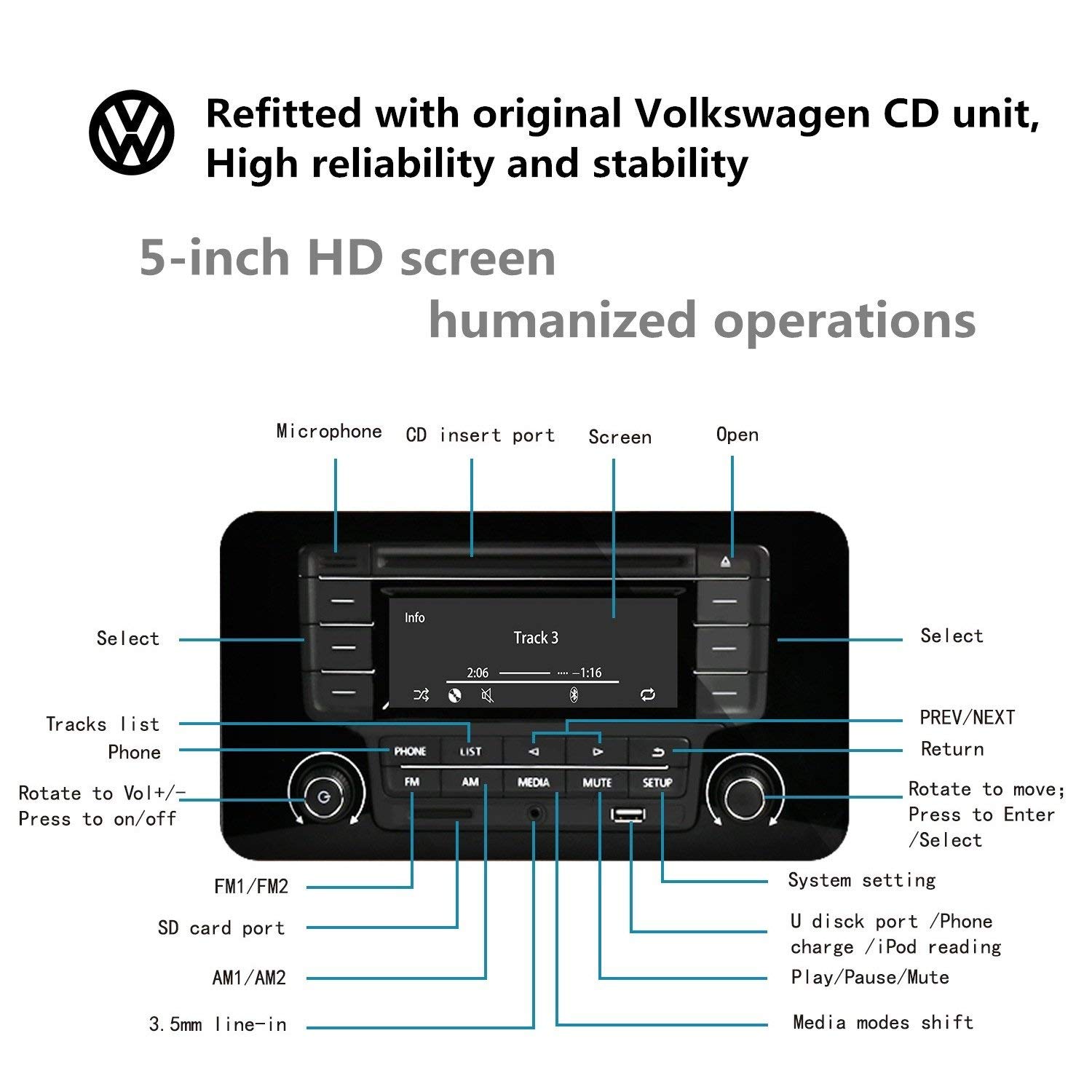 KEiiD Compact CD/MP3 Player Stereo Wooden Desktop Bluetooth Hi-Fi ...