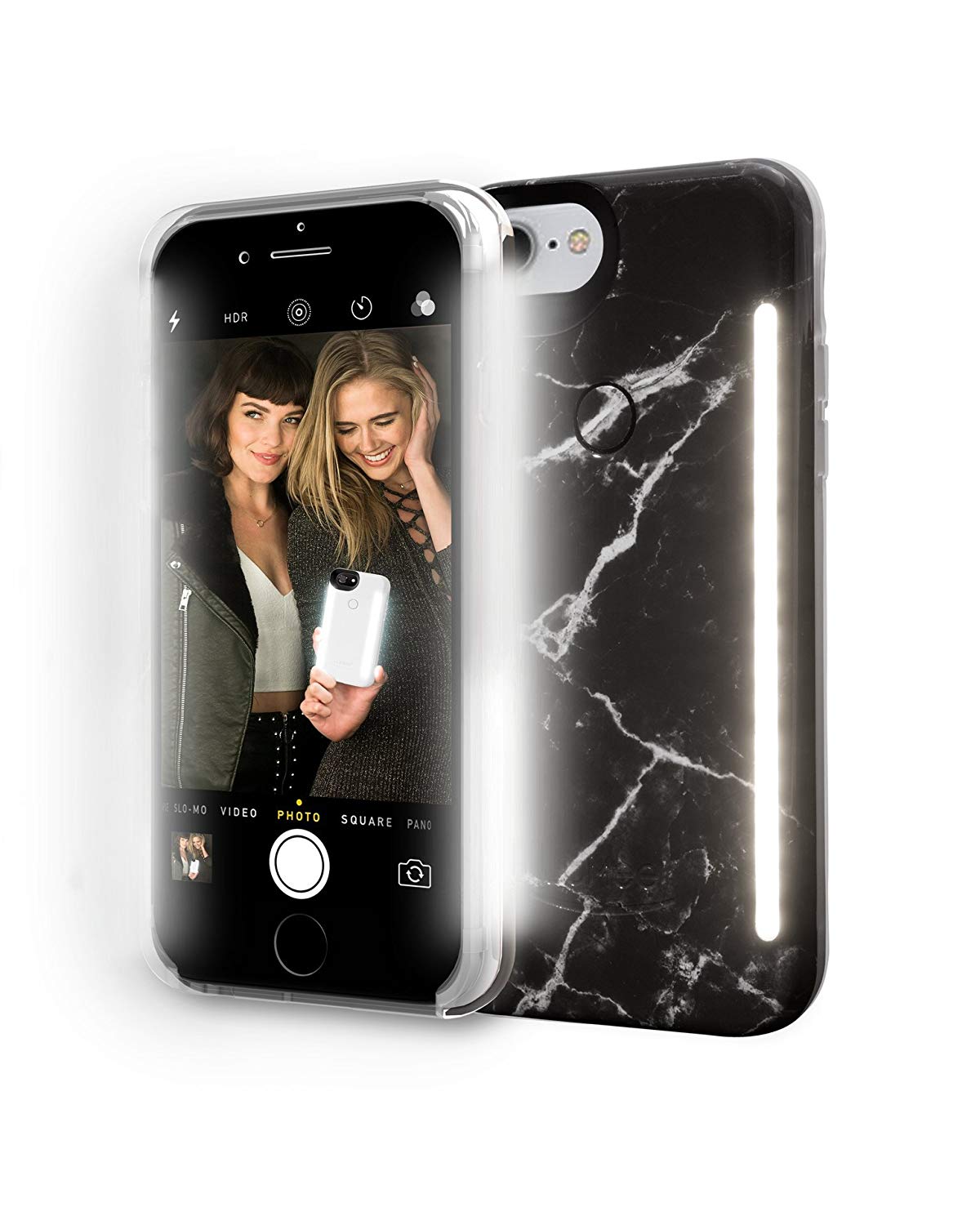 LuMee Duo Phone Case, Black Matte | Front & Back LED Lighting, Variable Dimmer | Shock ...