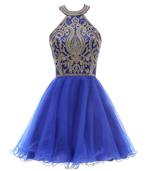 Royal Blue Prom Dresses Halter Short Homecoming Sequins Beaded A Line ... Royal Blue Prom Dresses Halter Short Homecoming Sequins Beaded A Line ...